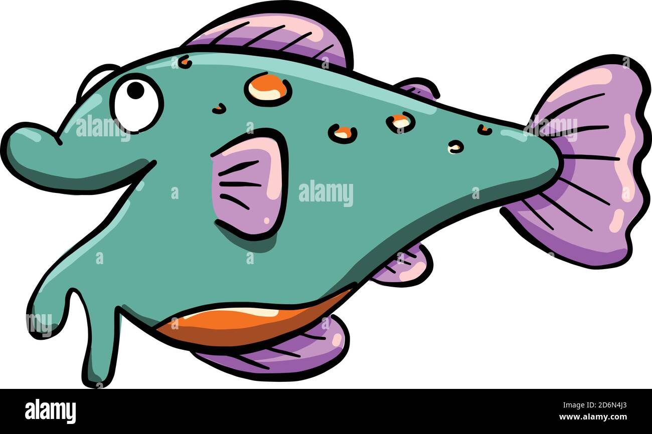 Green fish, illustration, vector on white background Stock Vector Image ...
