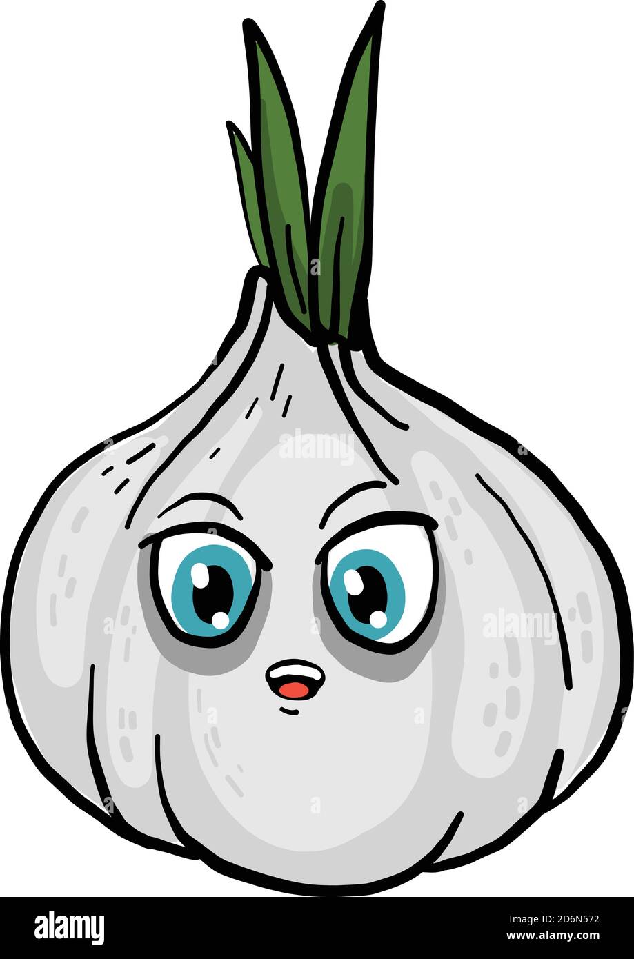 Scared garlic, illustration, vector on white background Stock Vector ...
