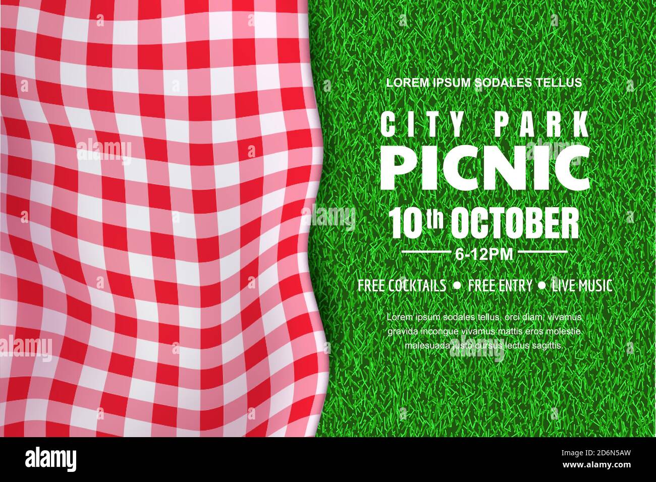 Picnic horizontal background. Vector poster or banner design template ...