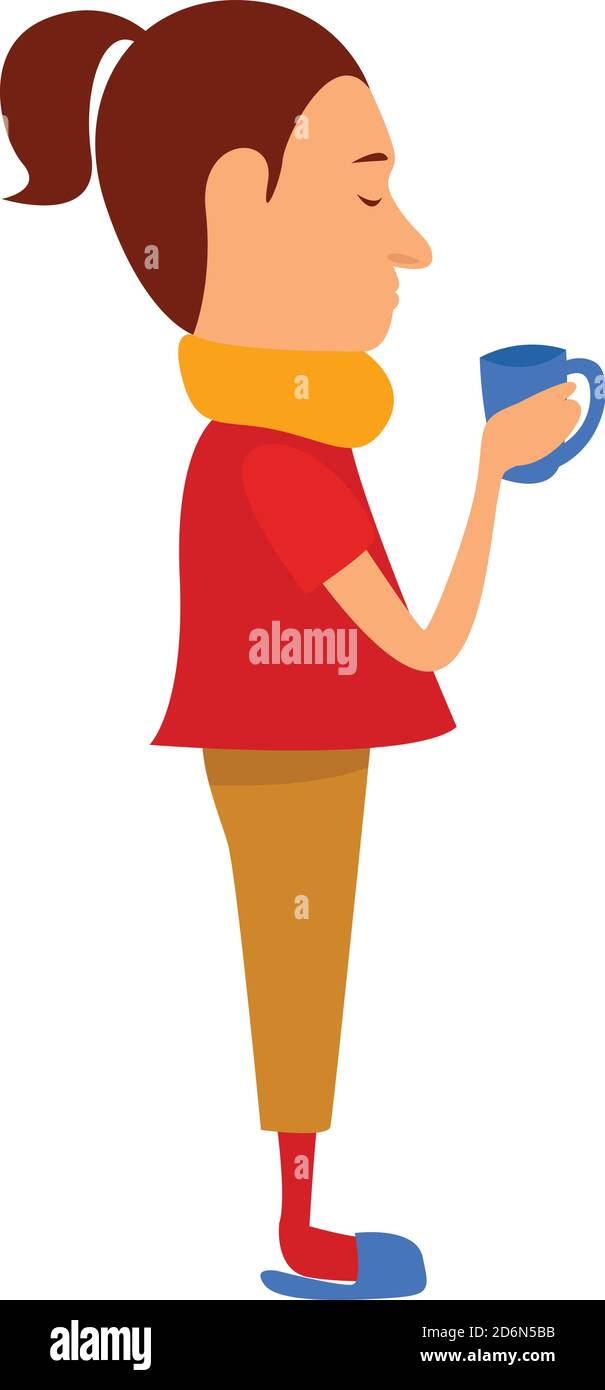 Sick girl cold flu Stock Vector Images - Alamy