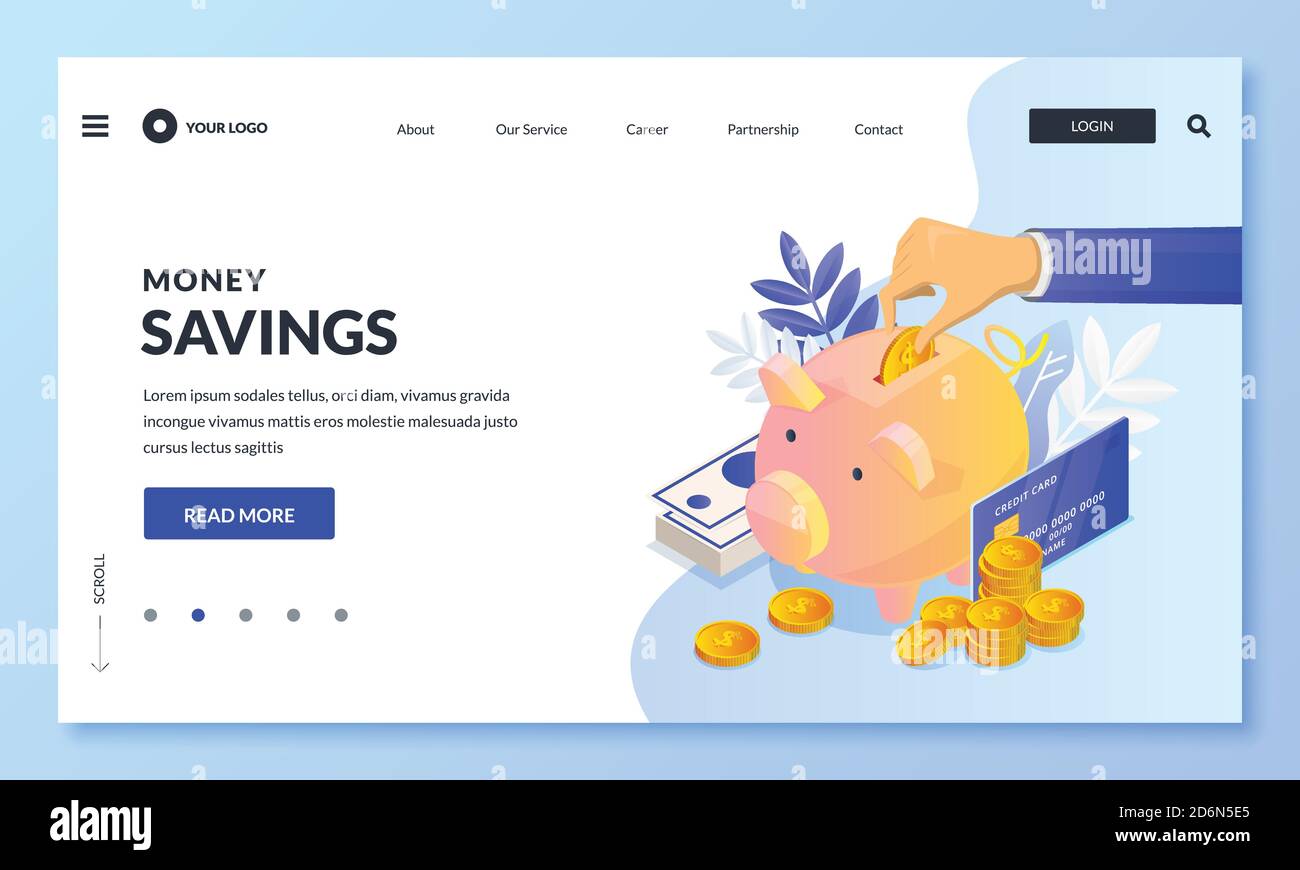 Money savings business concept. Vector 3d isometric illustration. Human ...