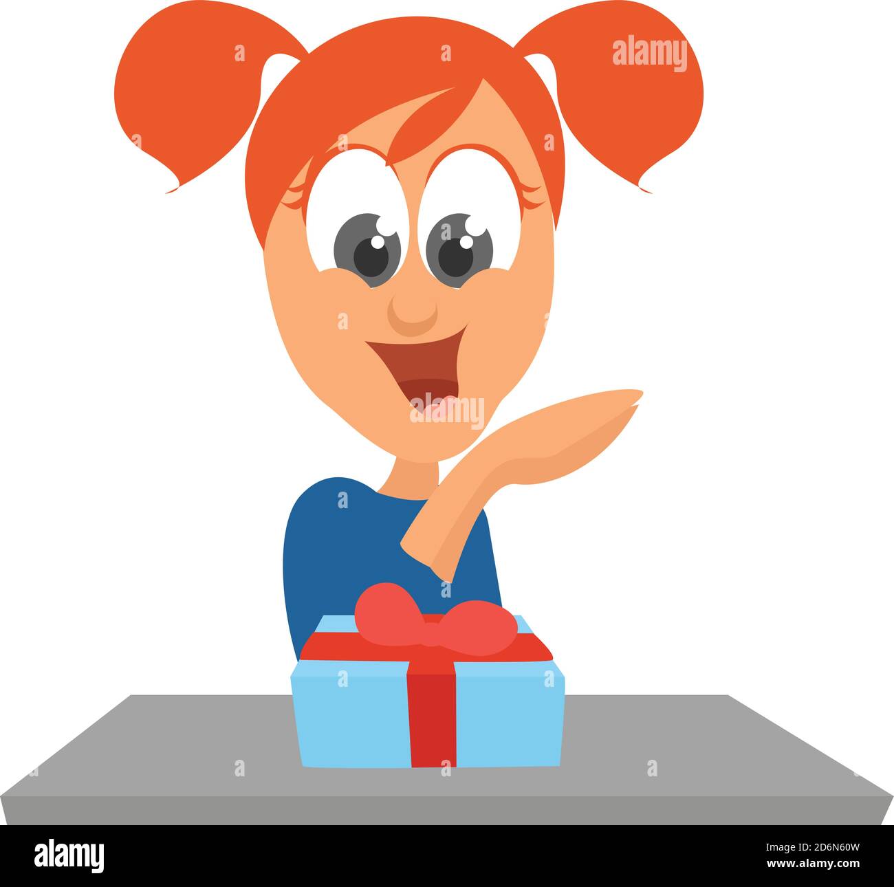 Girl with a gift, illustration, vector on white background Stock Vector ...