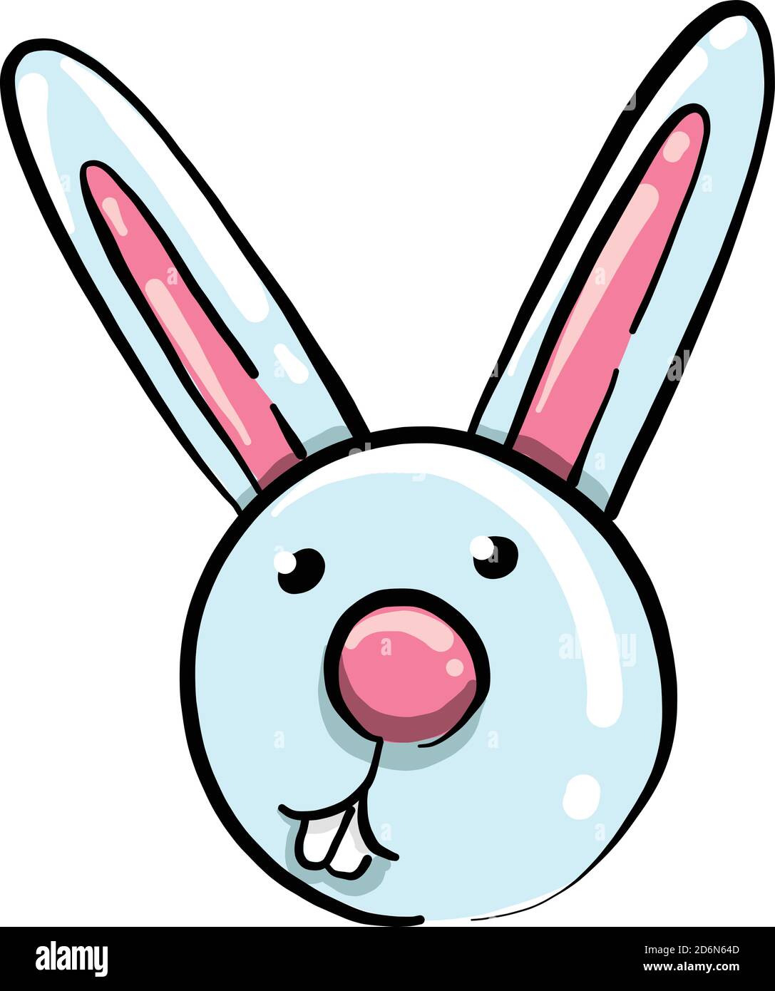 Blue bunny with long teeth, illustration, vector on white background ...