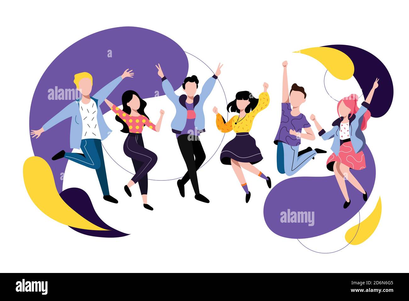 Cartoon illustration happy people dancing hi-res stock photography and ...