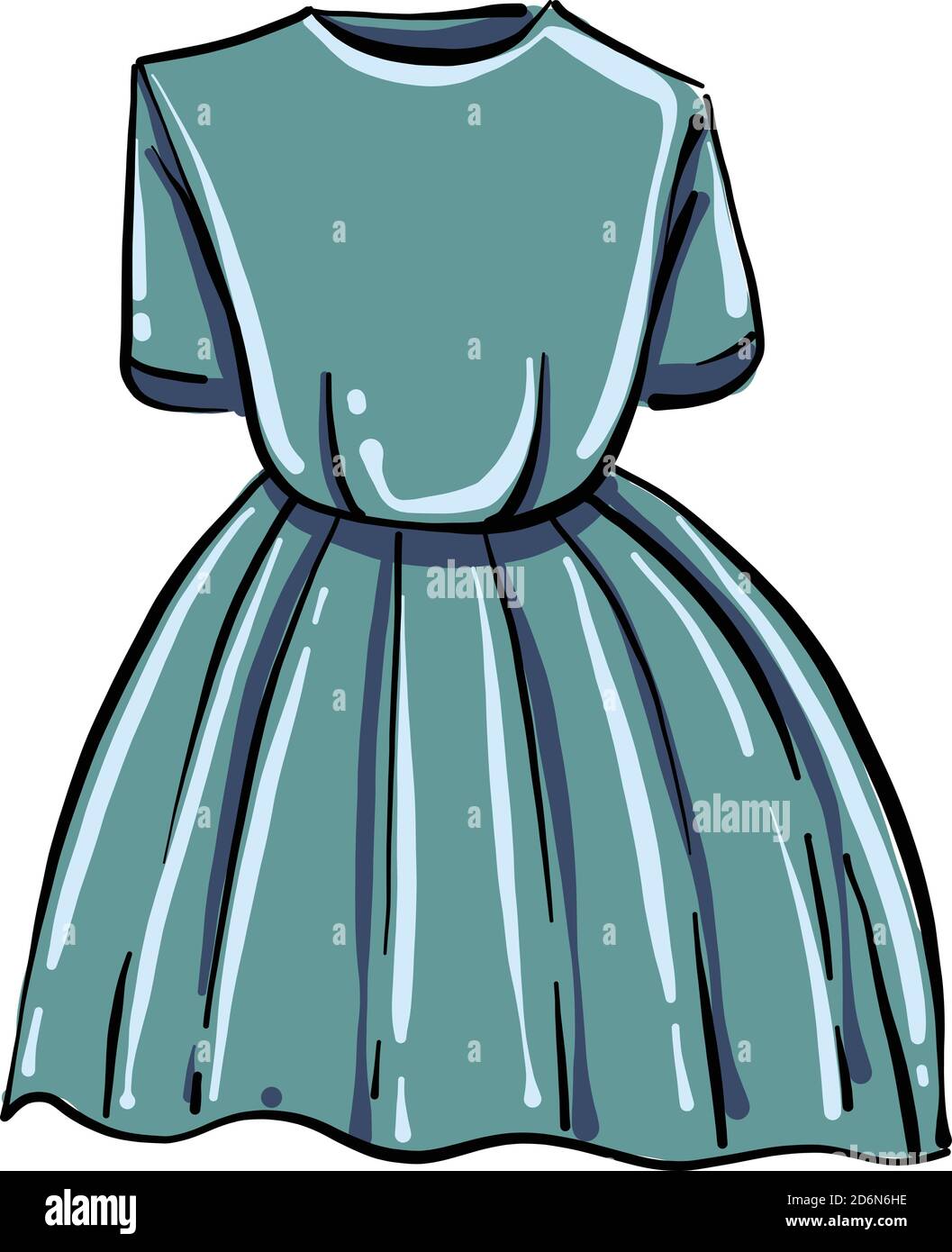 Blue dress, illustration, vector on white background Stock Vector Image ...