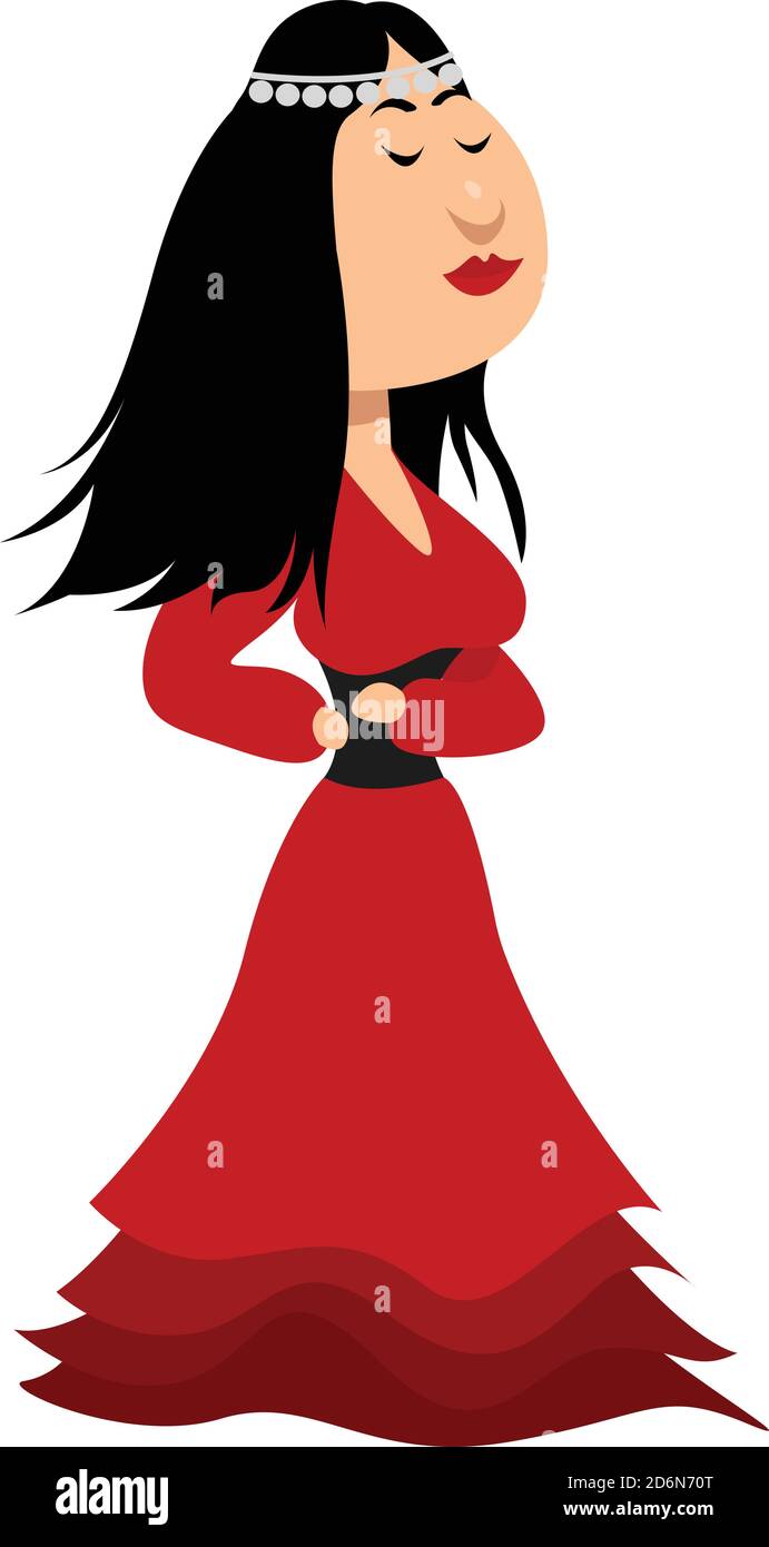Gypsy in red dress, illustration, vector on white background Stock ...