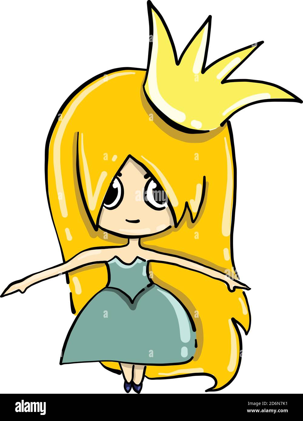 Girl with a crown, illustration, vector on white background Stock ...