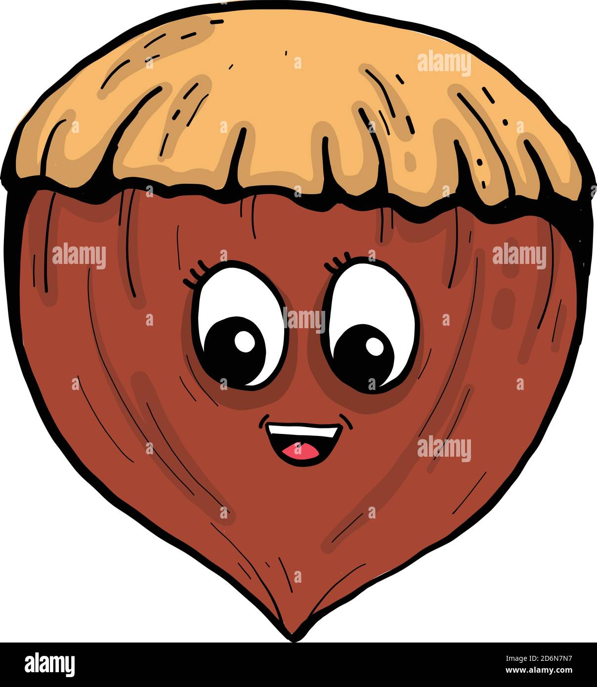 Happy hazelnut, illustration, vector on white background Stock Vector ...