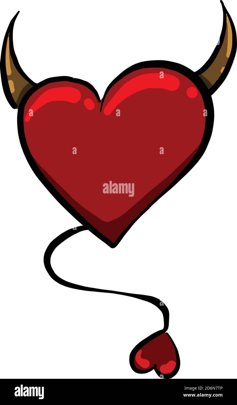 Devil heart, illustration, vector on white background Stock Vector ...