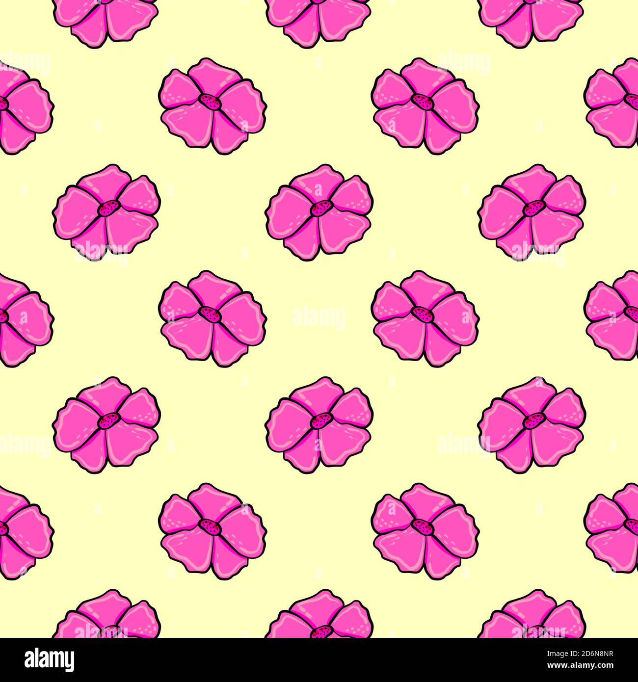 Minimal pink flower, seamless pattern on beige background Stock Vector ...