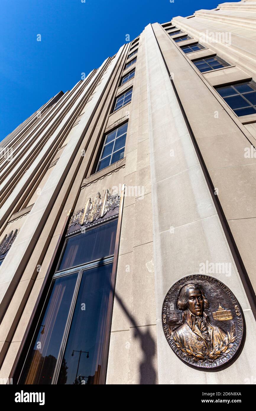 Plaque of Charles Bulfinch American architect, Art deco building, 6 ...