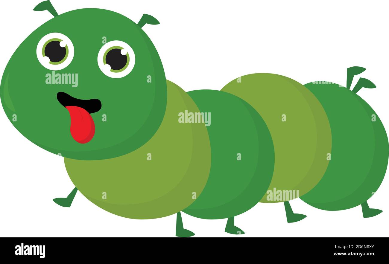 Green larva, illustration, vector on white background Stock Vector ...