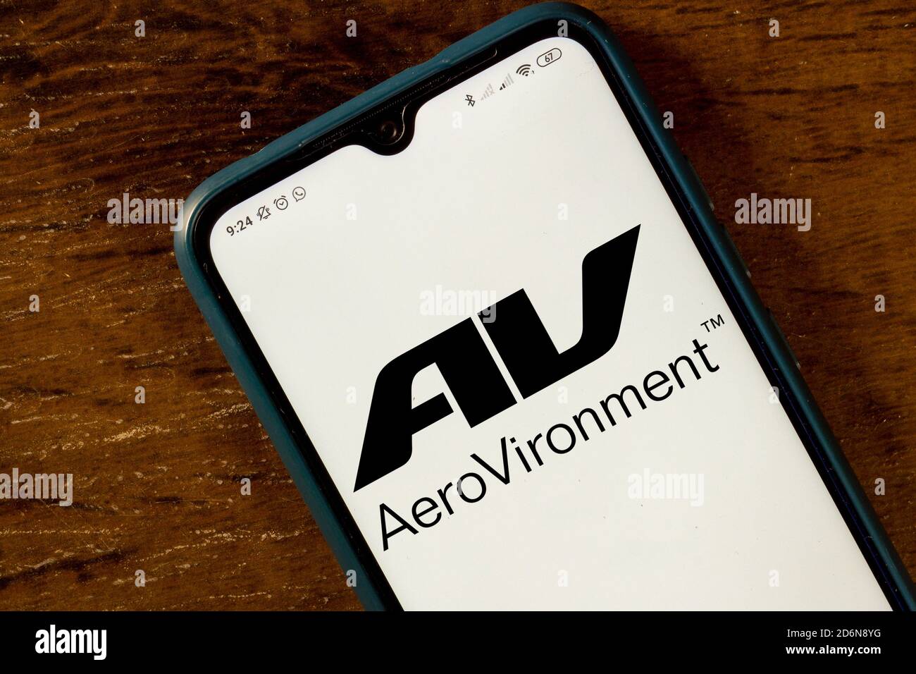 In this photo illustration the AeroVironment logo seen displayed on a ...