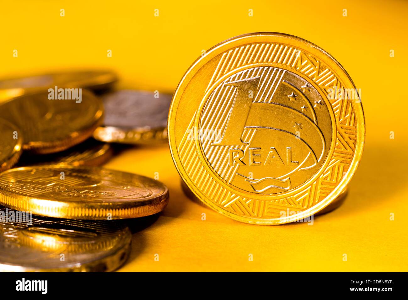 In this photo illustration, One real coin seen displayed. Economy ...