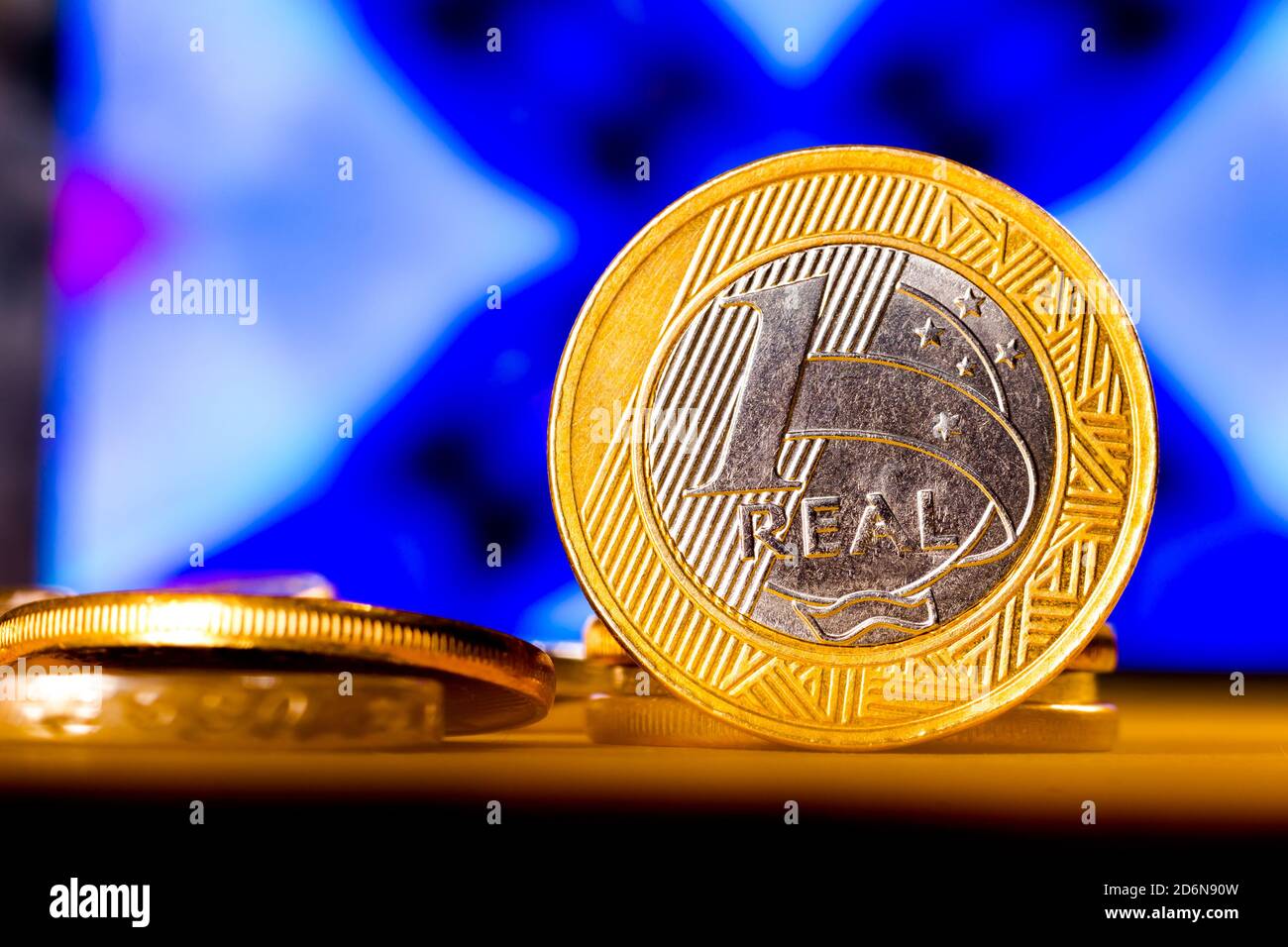 In this photo illustration, One real coin seen displayed. Economy ...