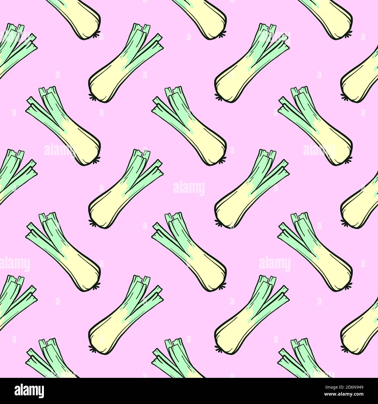 Cute leek, seamless pattern on pink background Stock Vector Image & Art ...