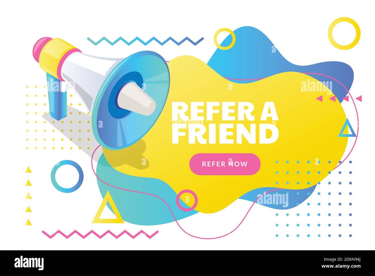Refer a friend poster, banner design template. Vector 3d isometric ...