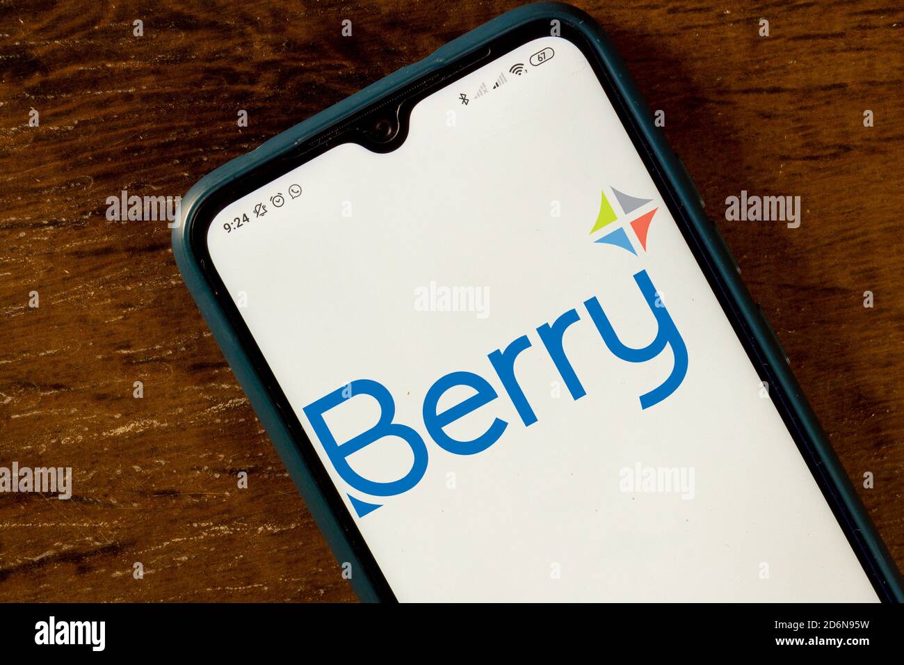 In this photo illustration the Berry Global logo seen displayed on a ...
