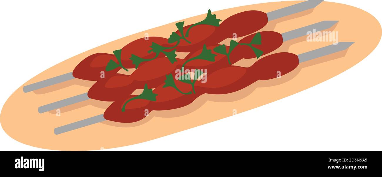 Delicious kebab, illustration, vector on white background Stock Vector ...