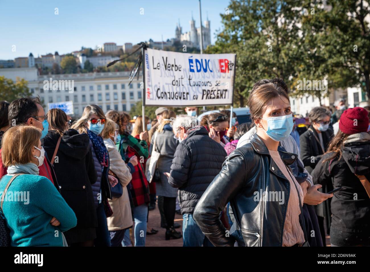 LYON, FRANCE - OCTOBER 18, 2020 : Anti terrorism protest after 3 days ...