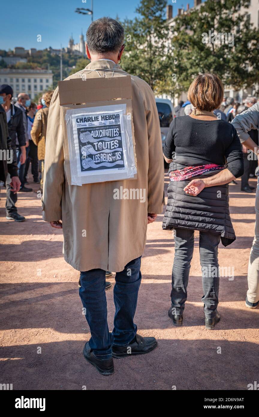 LYON, FRANCE - OCTOBER 18, 2020 : Anti terrorism protest after 3 days ...