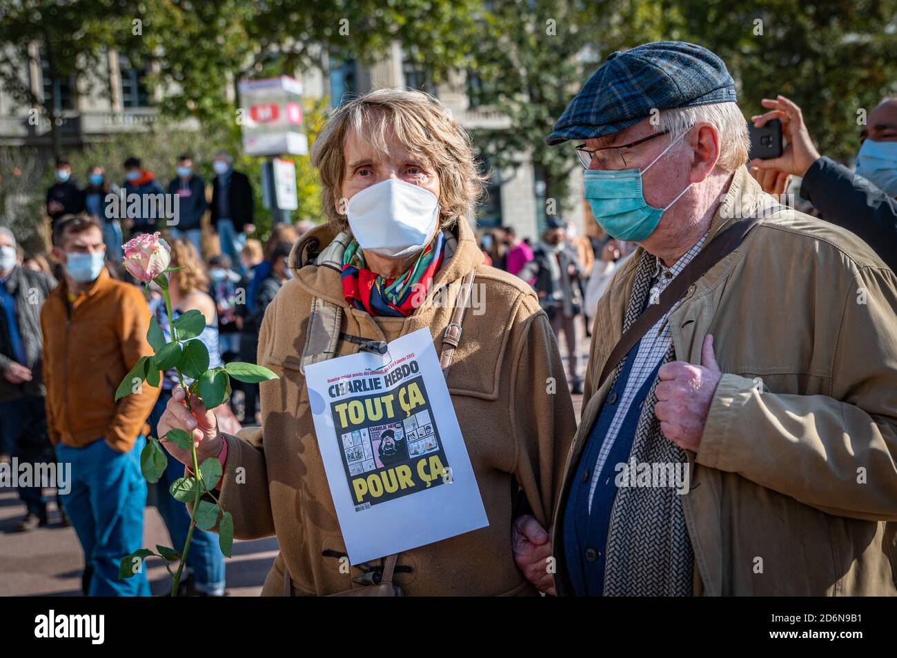 LYON, FRANCE - OCTOBER 18, 2020 : Anti terrorism protest after 3 days ...