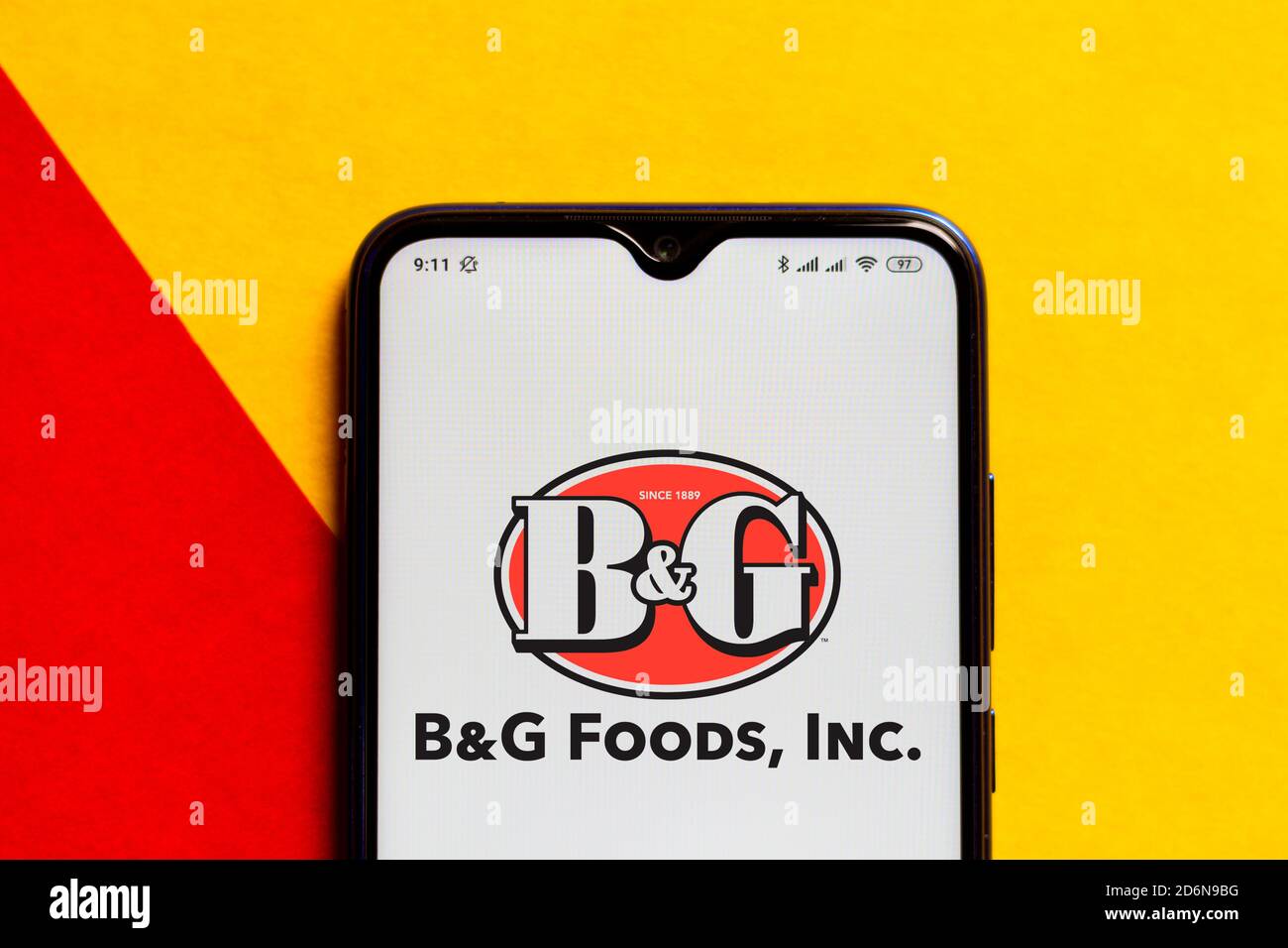 In this photo illustration the B&G Foods logo seen displayed on a ...
