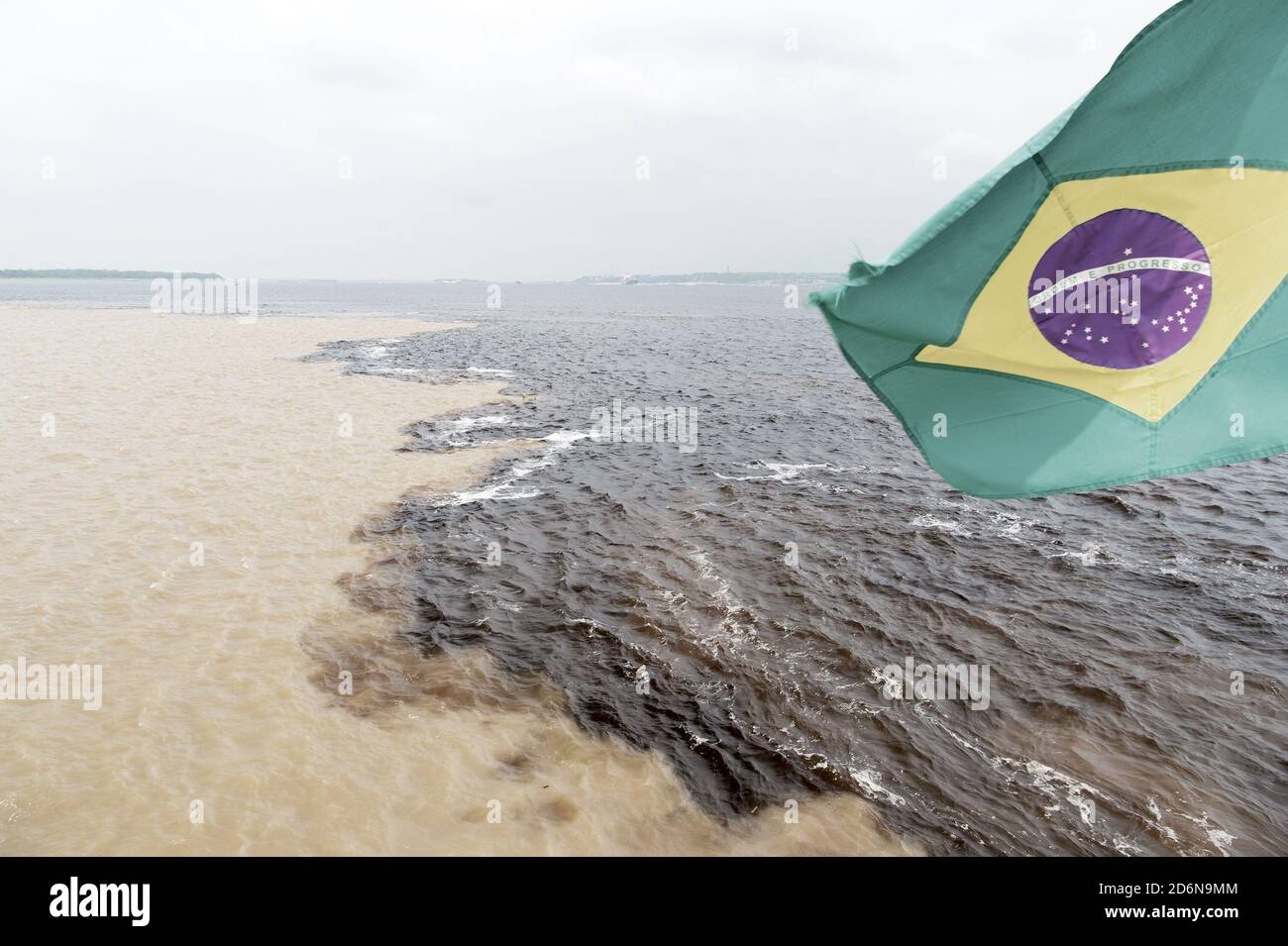 water meeting in brazil -amazon river with rio del negro clean and ...