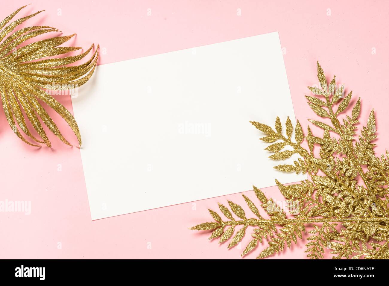 Christmas pink flat lay background with present box and decorations ...