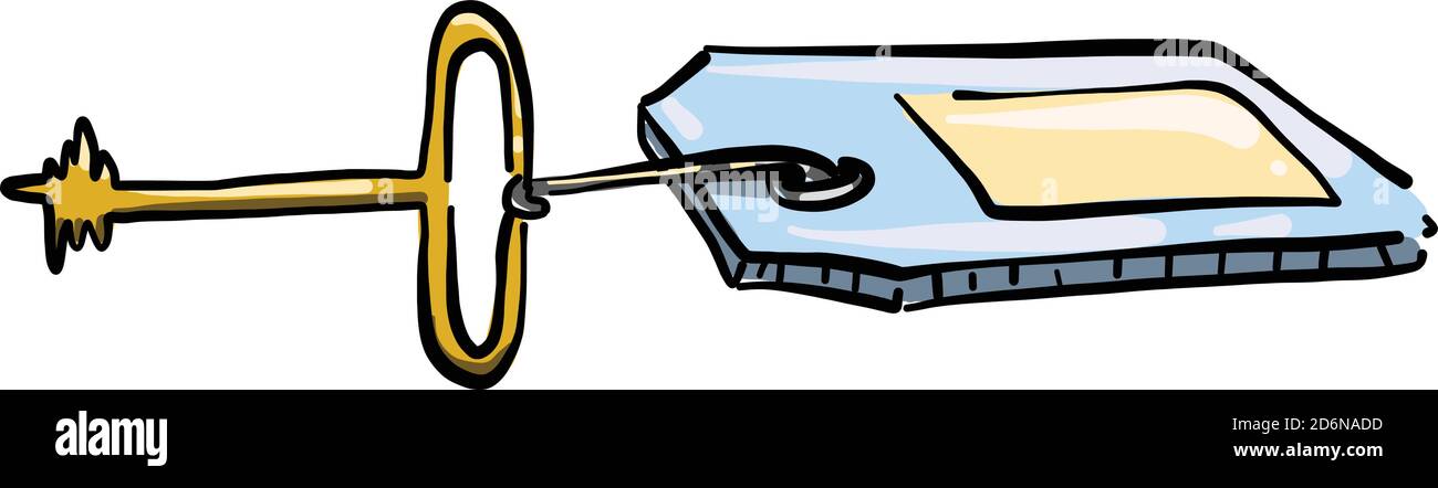 Key with a chain, illustration, vector on white background Stock Vector ...