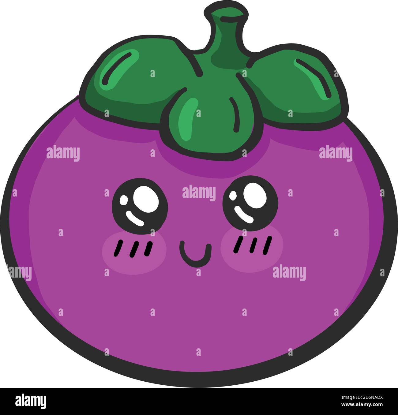 Cute mangosteen, illustration, vector on white background Stock Vector ...