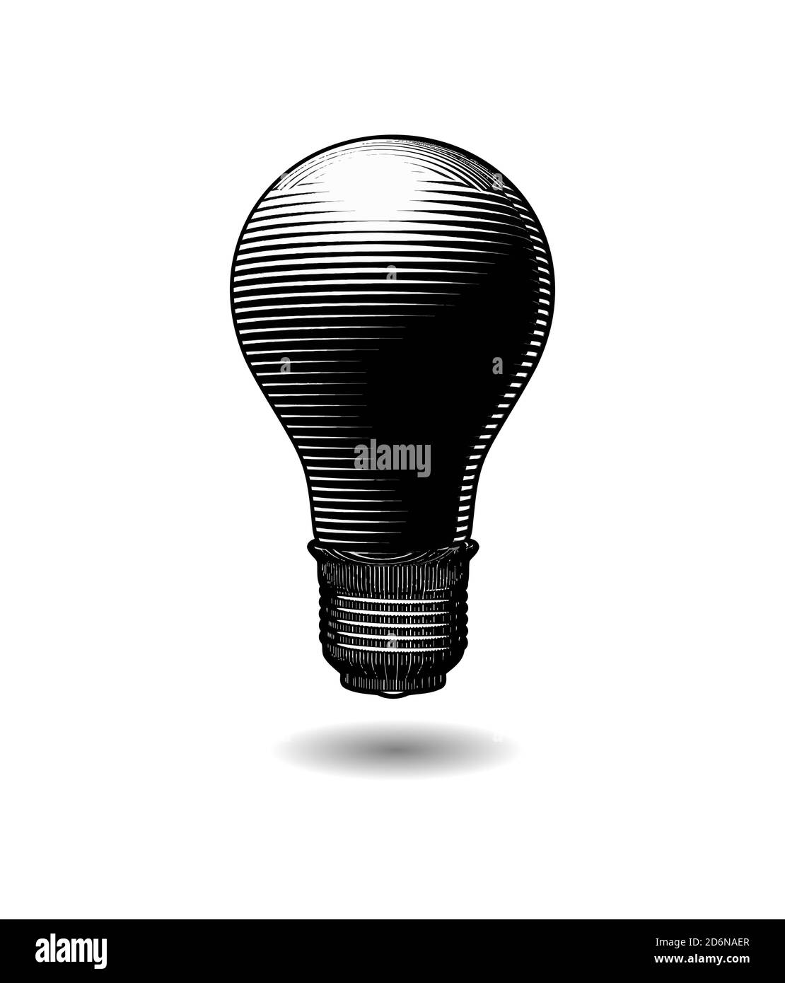 Switch off dark light bulb engraving drawing illustration isolated on ...