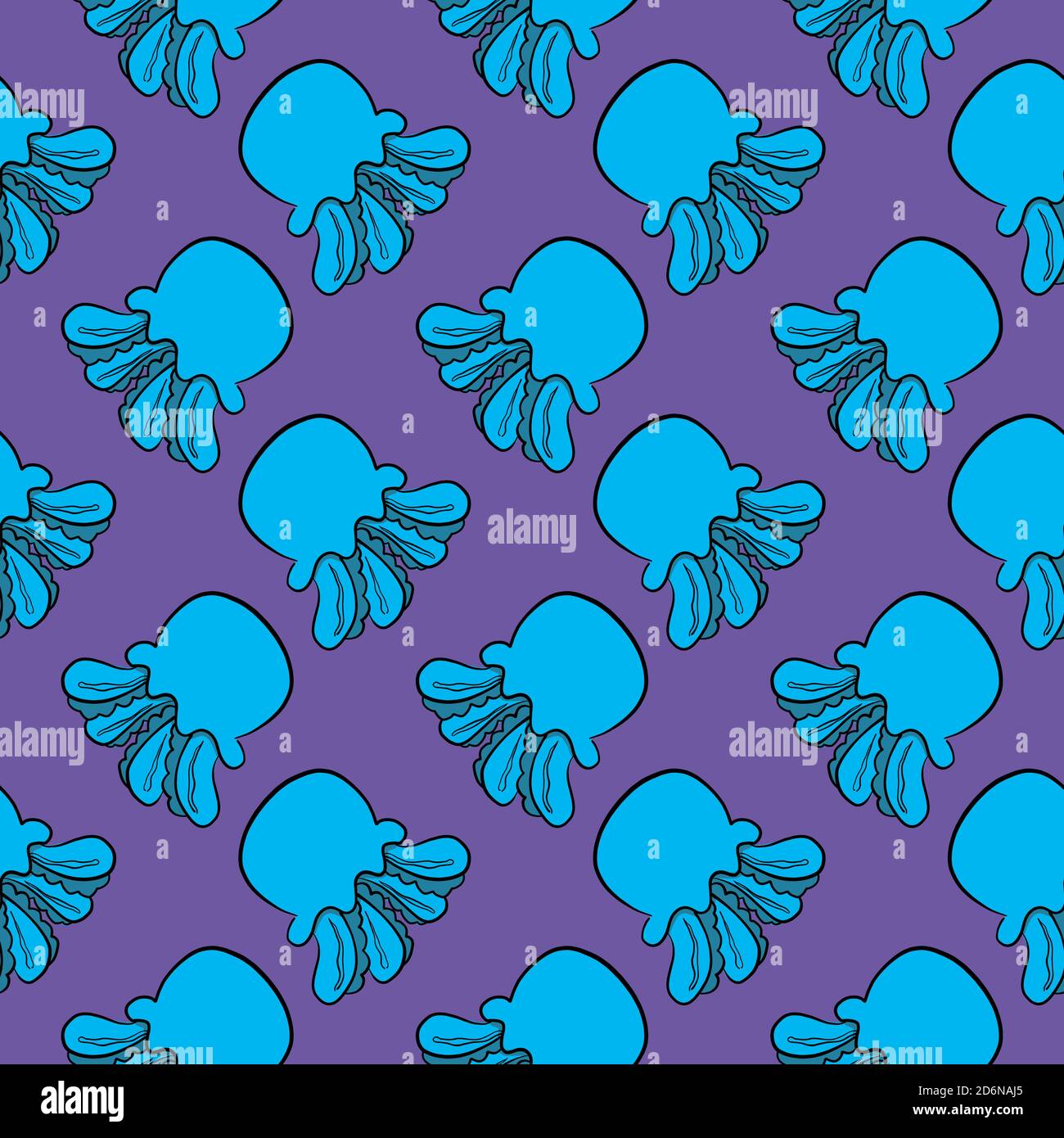 Blue jellyfish, seamless pattern on purple background Stock Vector ...