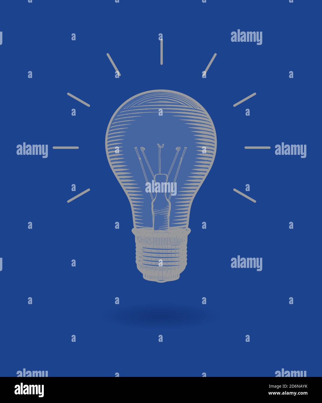 Light bulb engraving drawing graphic illustration isolated on blue ...