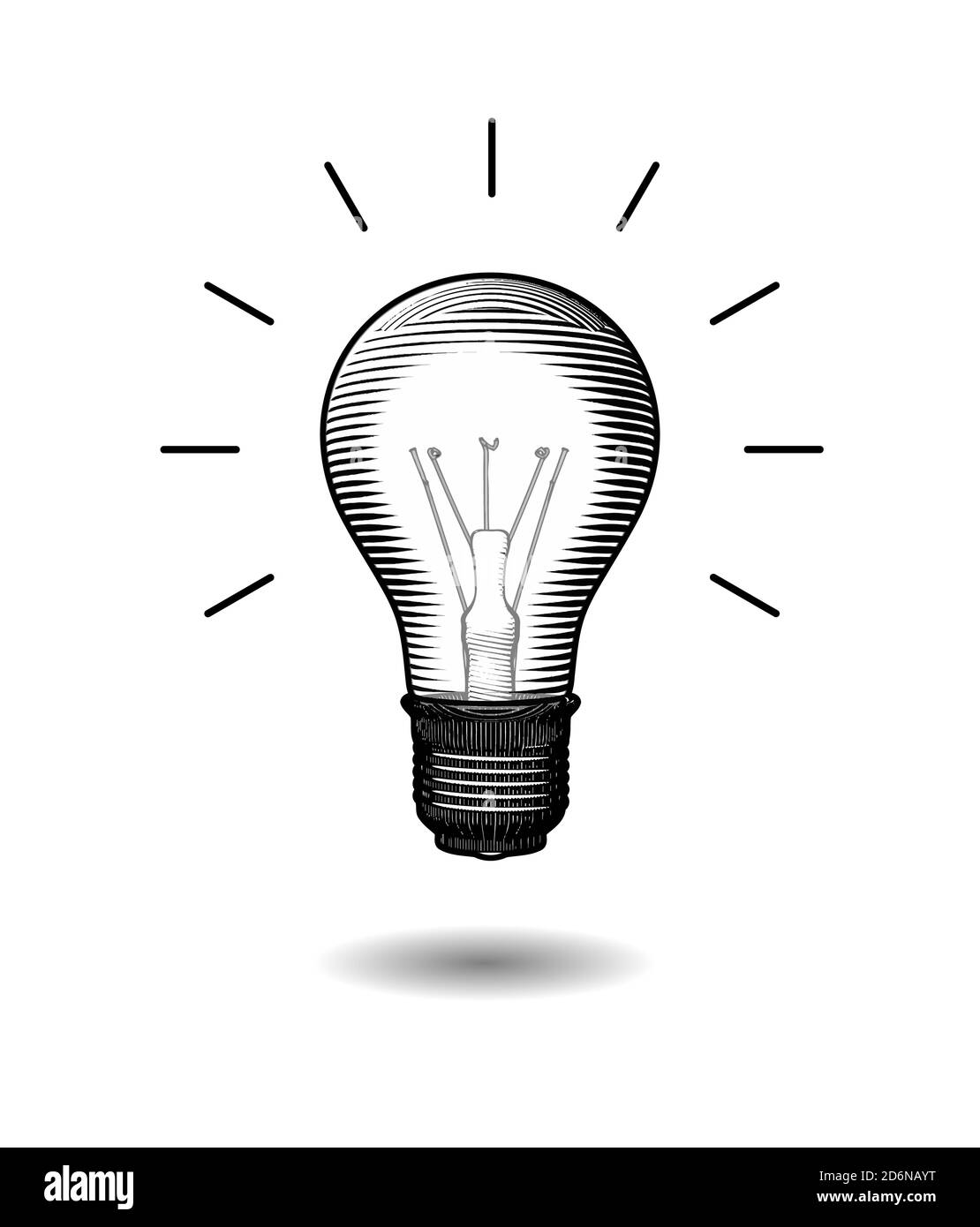 Light bulb engraving drawing graphic illustration isolated on white ...