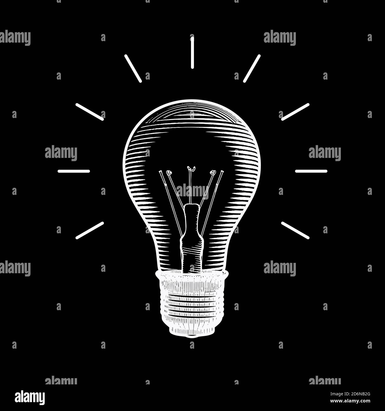 Light bulb engraving negative drawing illustration isolated on black ...