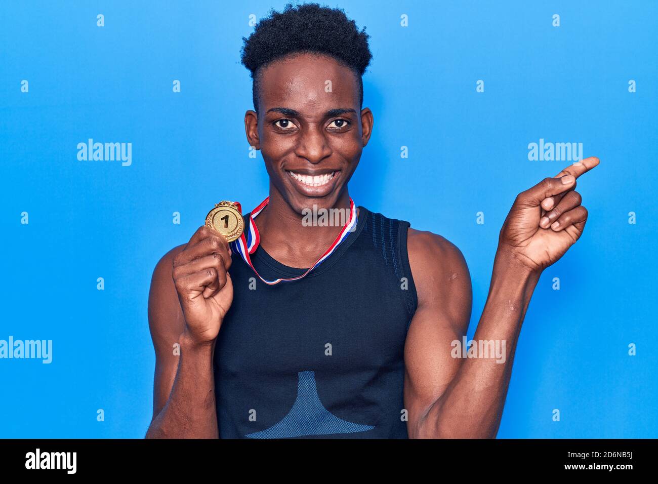Black male athlete showing medal hi-res stock photography and images ...