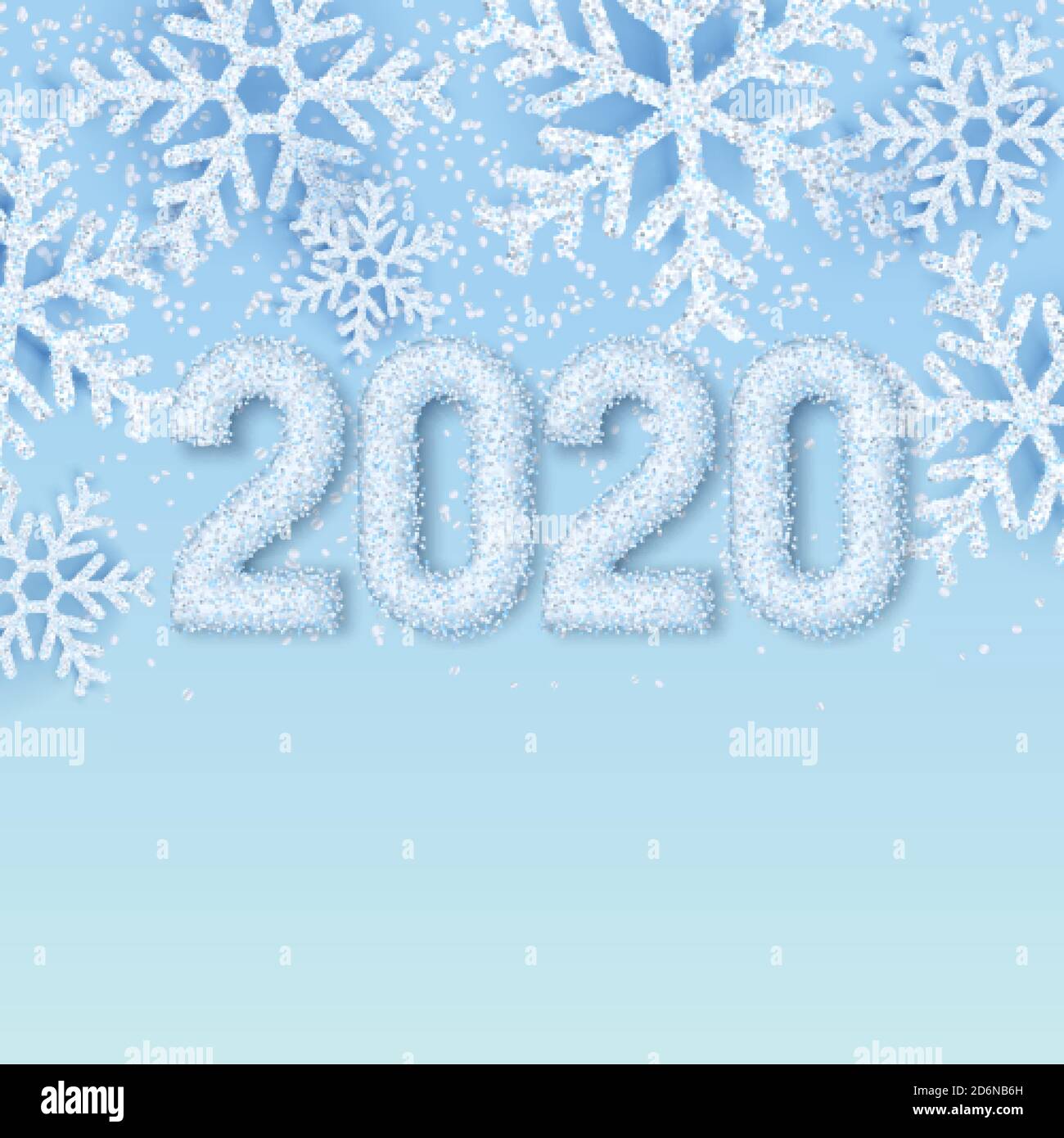 Happy New Year 2020 white snow numbers on winter abstract blue ...