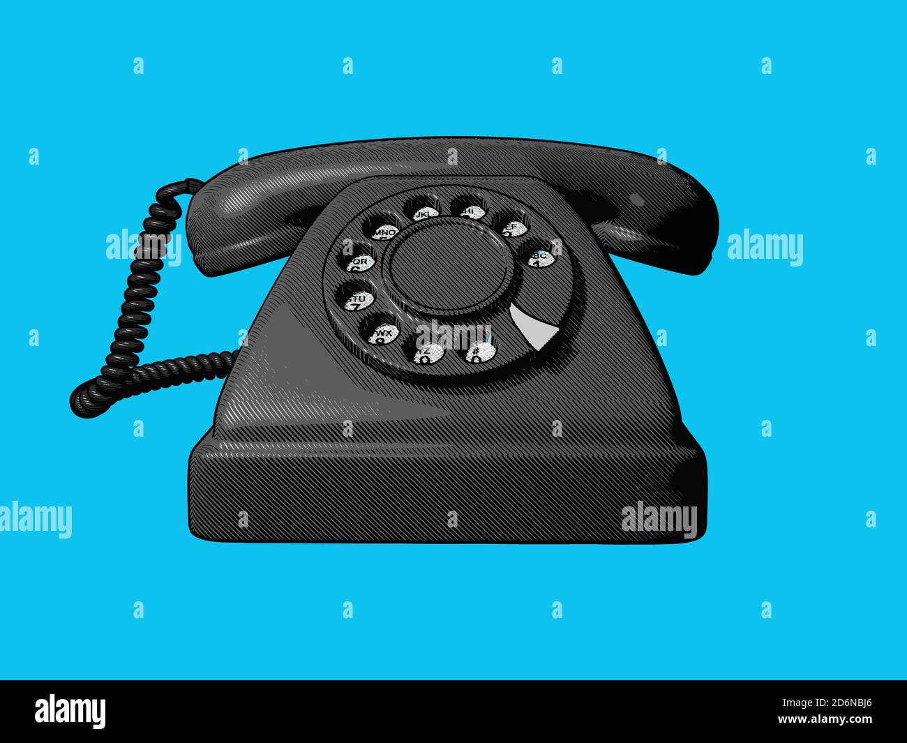 vintage old telephone vector engraving drawing in front view isolated ...