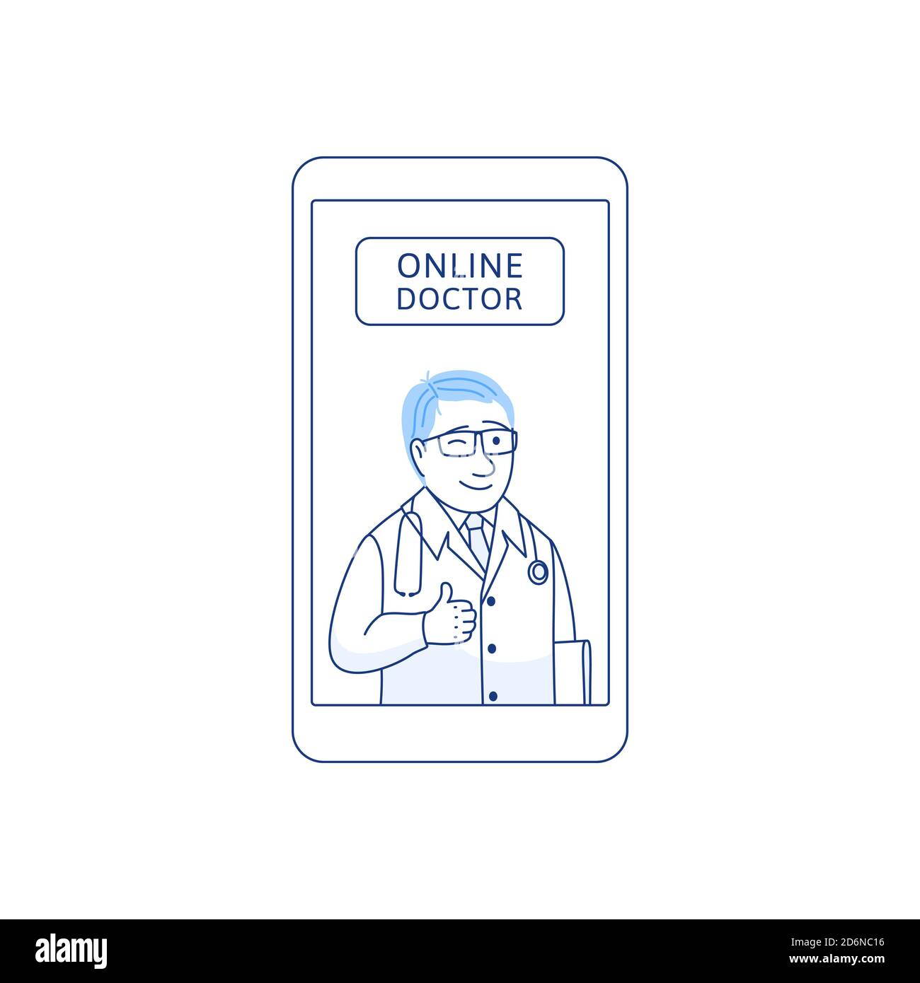 Online doctor. Thin line flat concept Telemedicine Stock Vector Image ...