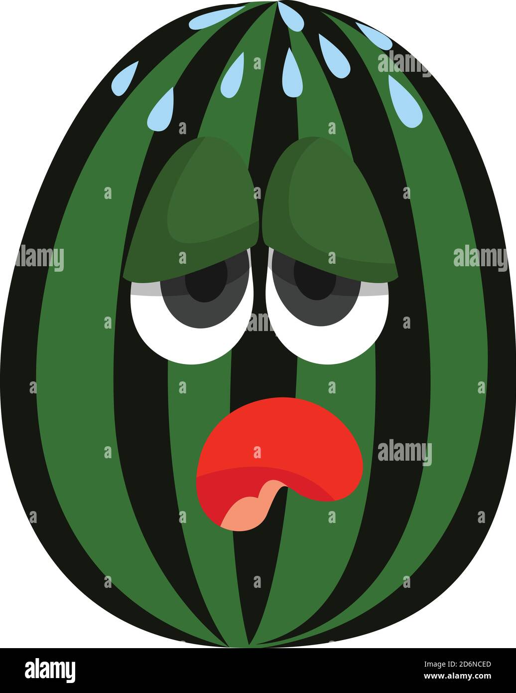 Watermelon on hot day, illustration, vector on white background Stock ...