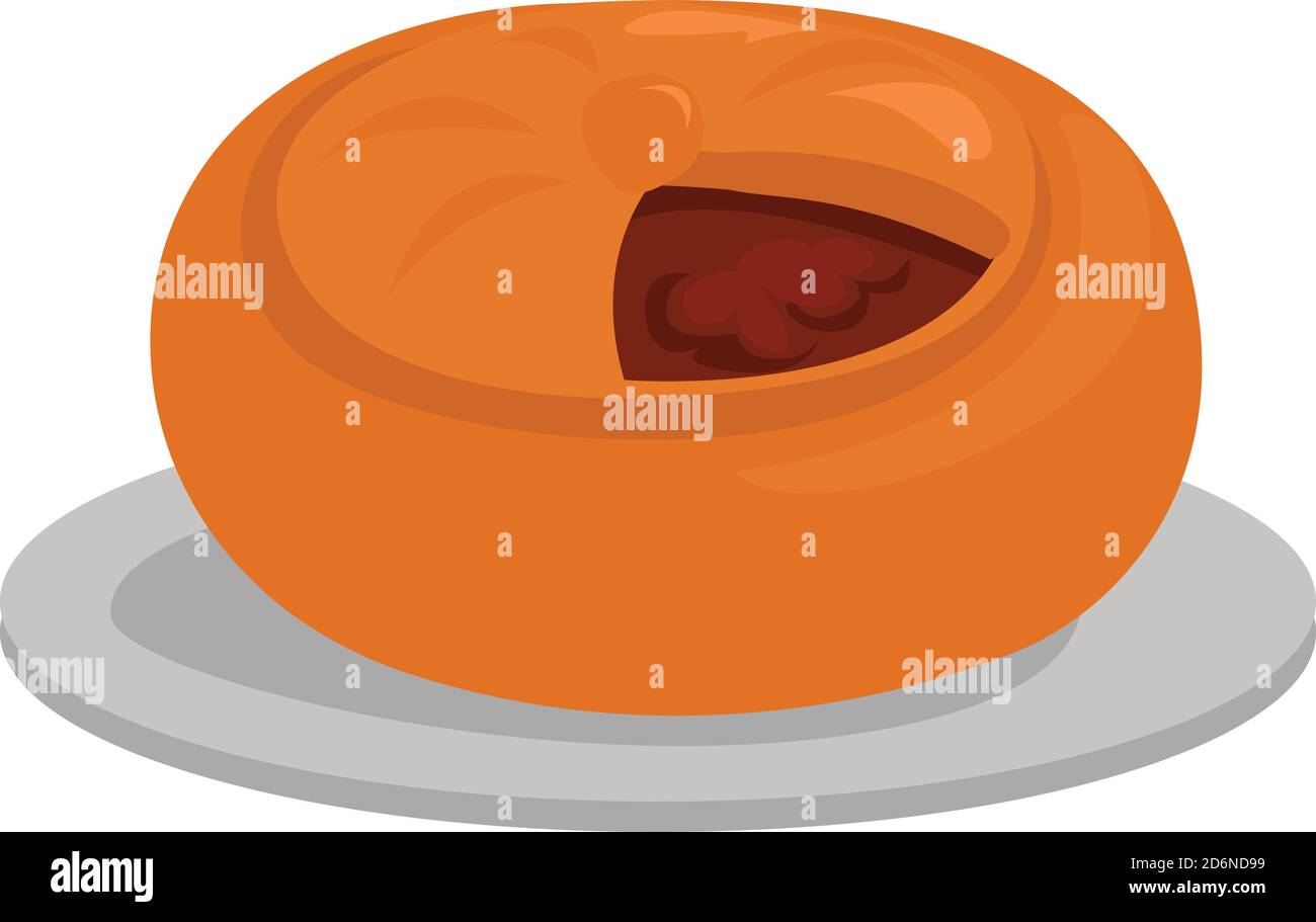 Meat pie, illustration, vector on white background Stock Vector Image ...