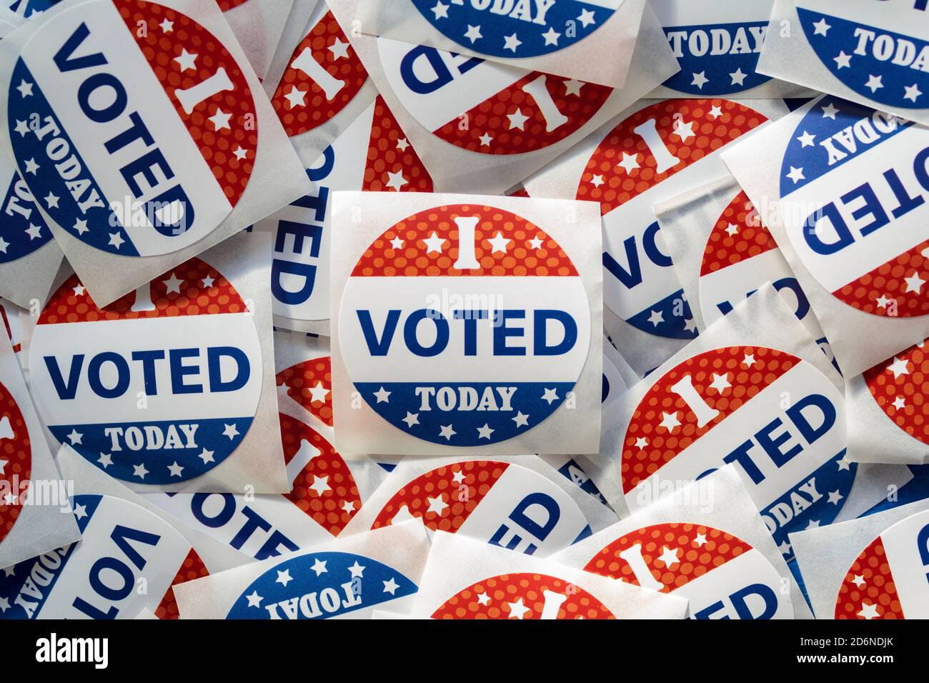 Top view of pile of Voting stickers. USA presidential elections concept ...