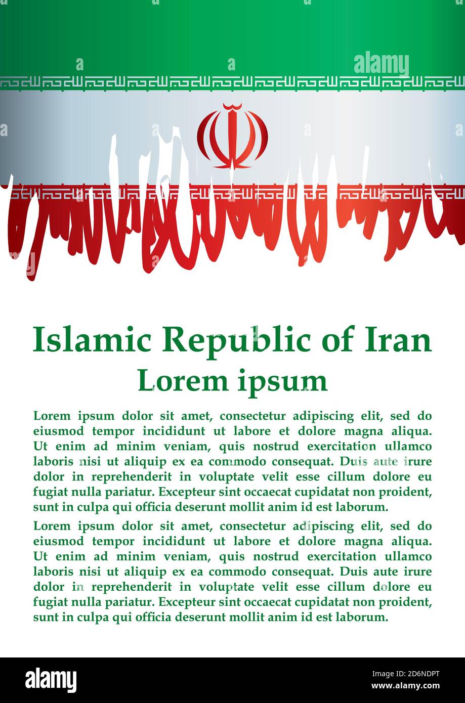 Flag of Iran, Islamic Republic of Iran. template for award design, an ...