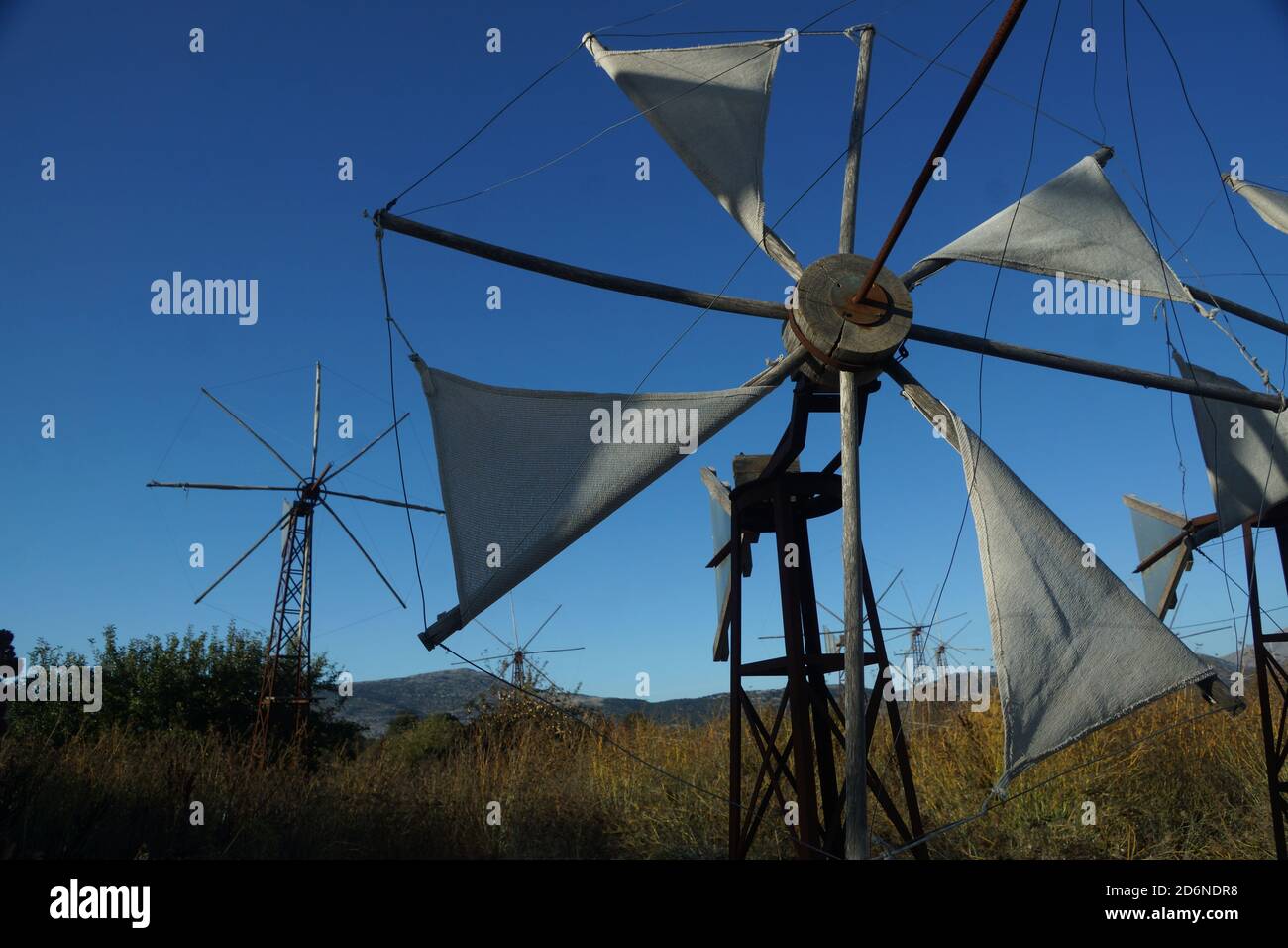 Traditional windmills on the Lasithi Plateau in Crete Stock Photo - Alamy