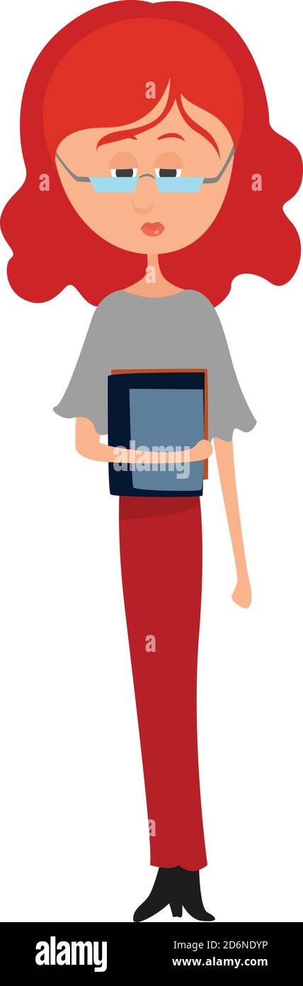Lady with glasses, illustration, vector on white background Stock ...