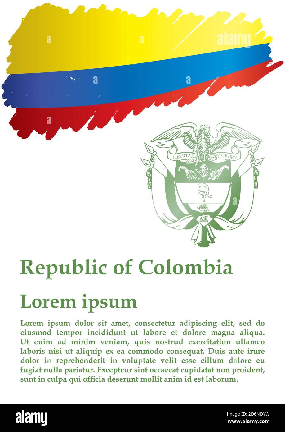 Flag of Colombia. Republic of Colombia. Template for award design, an ...