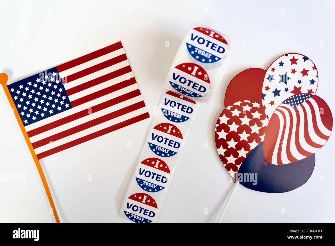 I Voted Today stickers, balloons and USA flag. US presidential election ...