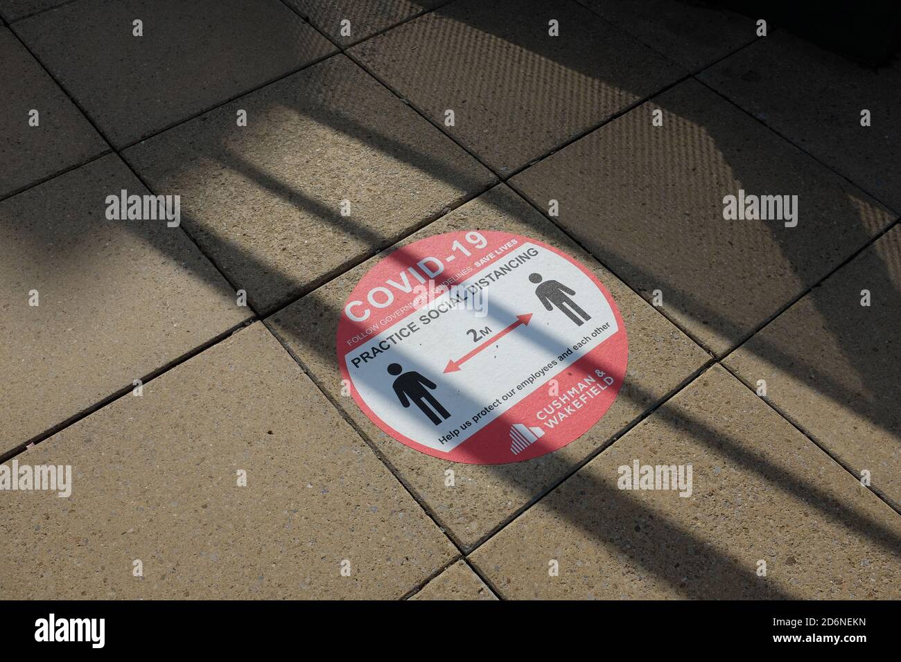 Durham, Uk, June 14th 2020, COVID social distancing signage on pavement ...