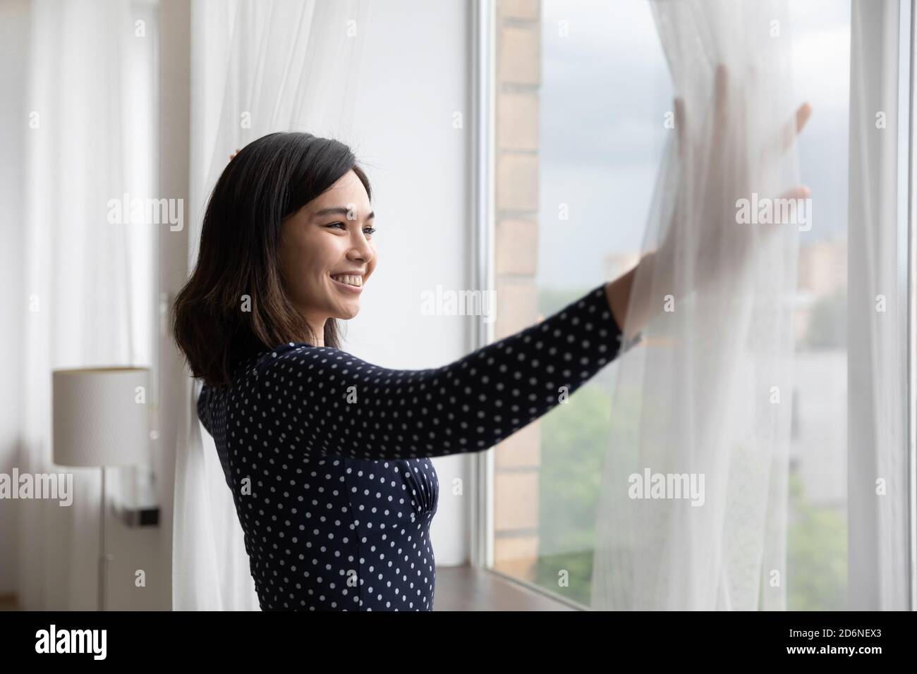 Open curtains hi-res stock photography and images - Alamy